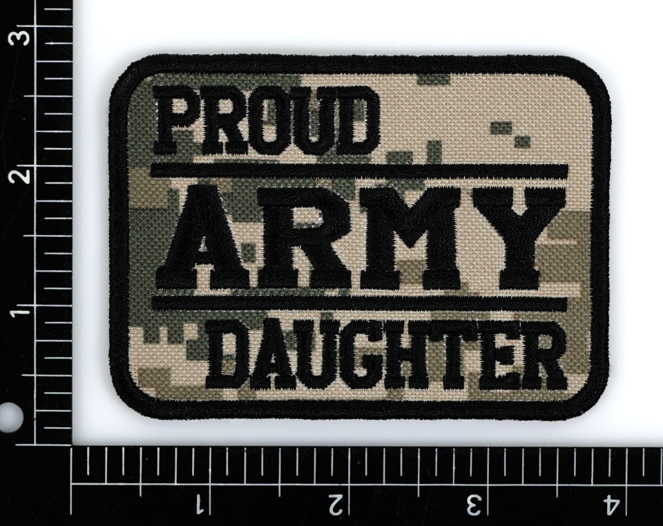 Proud Army Daughter Embroidered Patch Digital Camo/Black Iron-On Sew-On ...