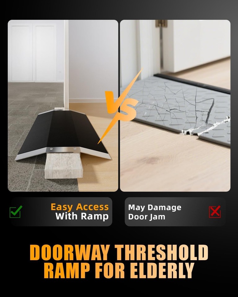 VNN Wheelchair Ramp Bridge Door Threshold Ramps Black Aluminum Ramp 35. ...