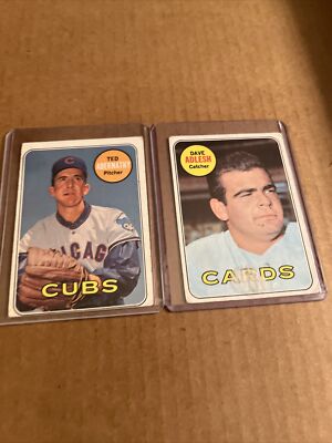 1969 Topps Dave Adlesh #341 & Ted Abernathy #483 Vintage Baseball Cards ...