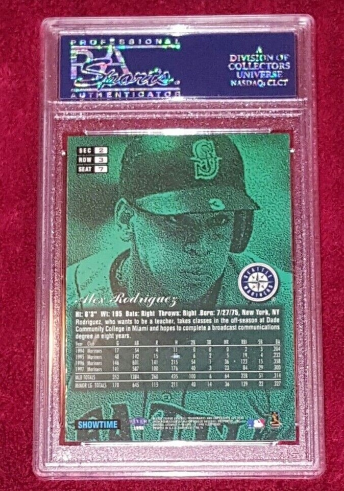 ALEX RODRIGUEZ 1998 FLAIR SHOWCASE #7 FLAIR ROW 3 PSA 10 🔥 SUPERB FOIL ...