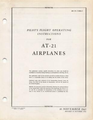 1944 AAF FAIRCHILD AT-21 GUNNER ADVANCED TRAINER PILOT FLIGHT MANUAL ...
