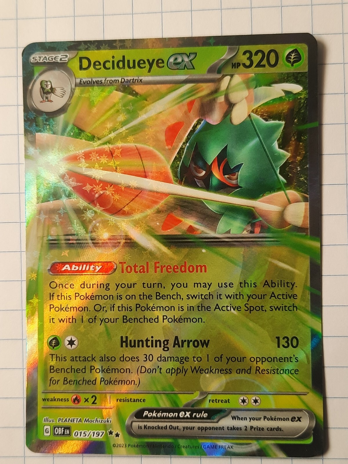 Pokémon TCG Decidueye ex SV03: Obsidian Flames 015/197 Holo Double Rare ...