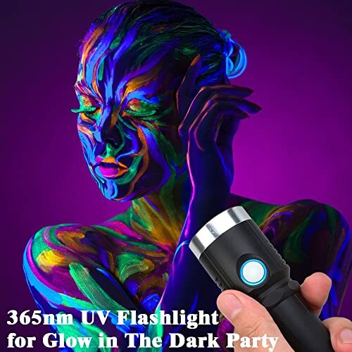 20W 365nm Black Light UV Flashlight with Filter Rechargeable Ultra ...