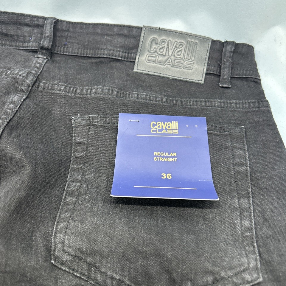 Cavalli Class Denim Jean Pants Men's 36x32 Black Dark Wash Regular Fit ...