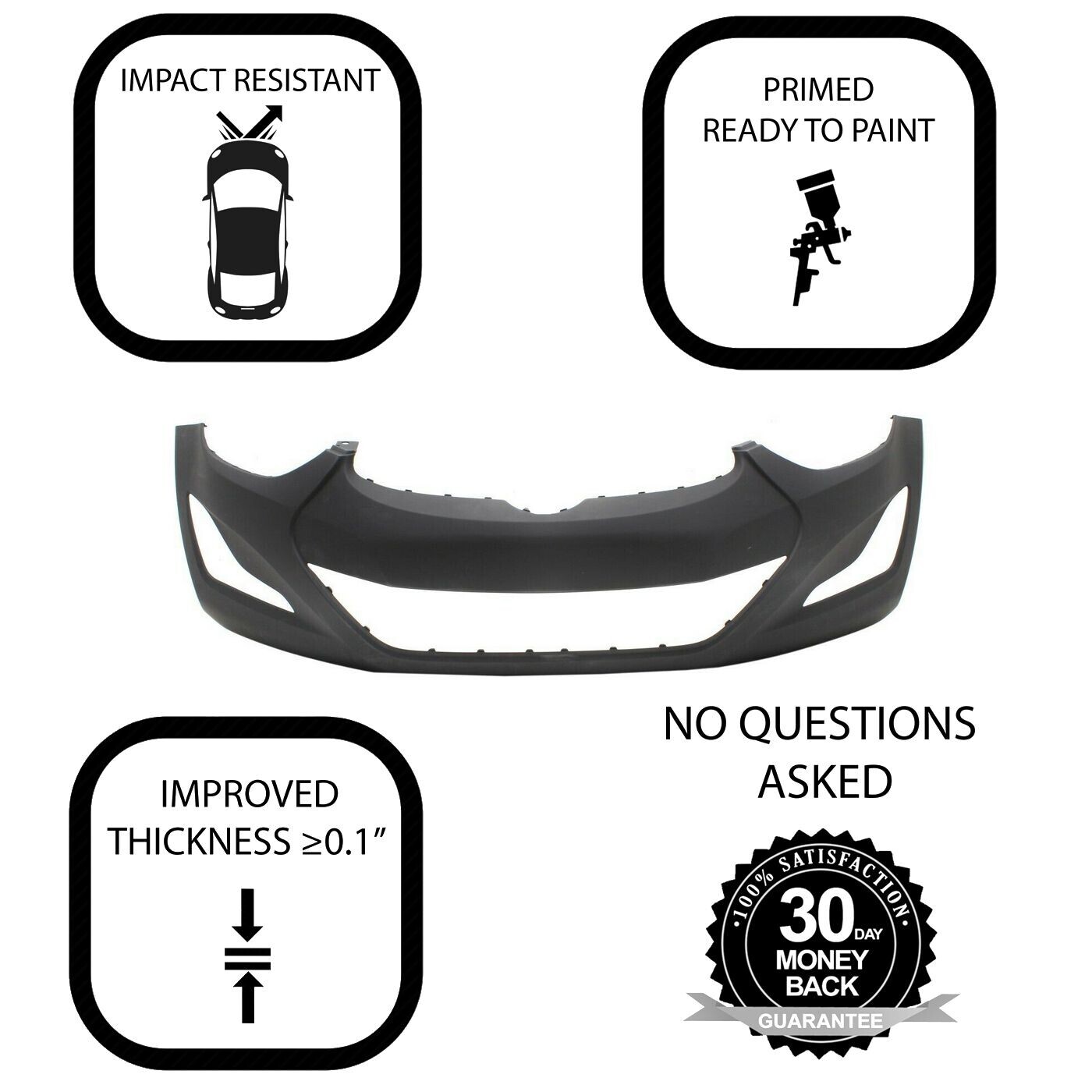 Front Bumper Cover for 2014-2016 Hyundai Elantra L GL GLS 865113Y500 ...