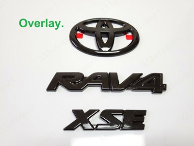 3PCS SET 2019-2023 TOYOTA RAV4 HYBRID XSE GLOSS BLACK EMBLEM OVERLAY ...