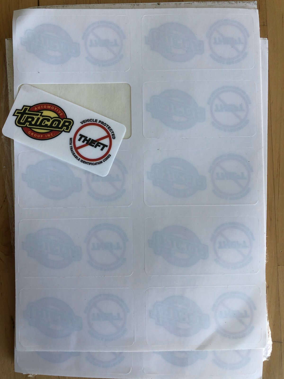 Pack of 100 TRICOR Vehicle Protected Anti Theft Window Sticker TRTP-ST ...