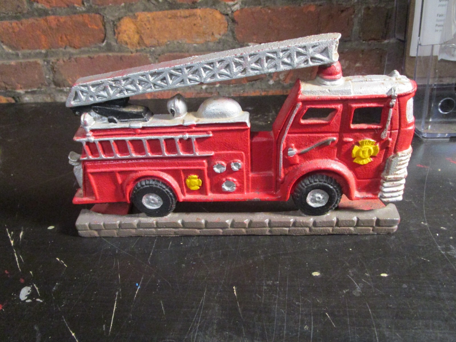Cast iron fire engine door stop vintage | eBay