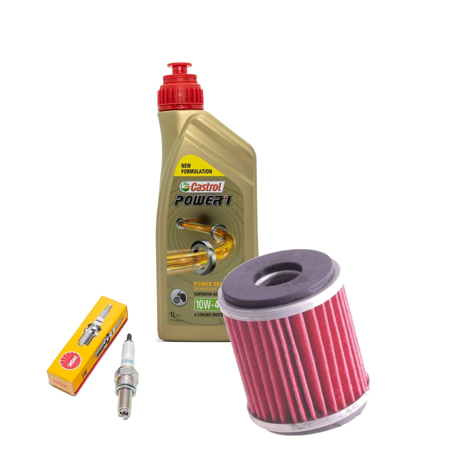 Service-Kit 1 Liter Öl Castrol 10W-40 + Ölfilter K&N + 1x Zündkerze NGK ...