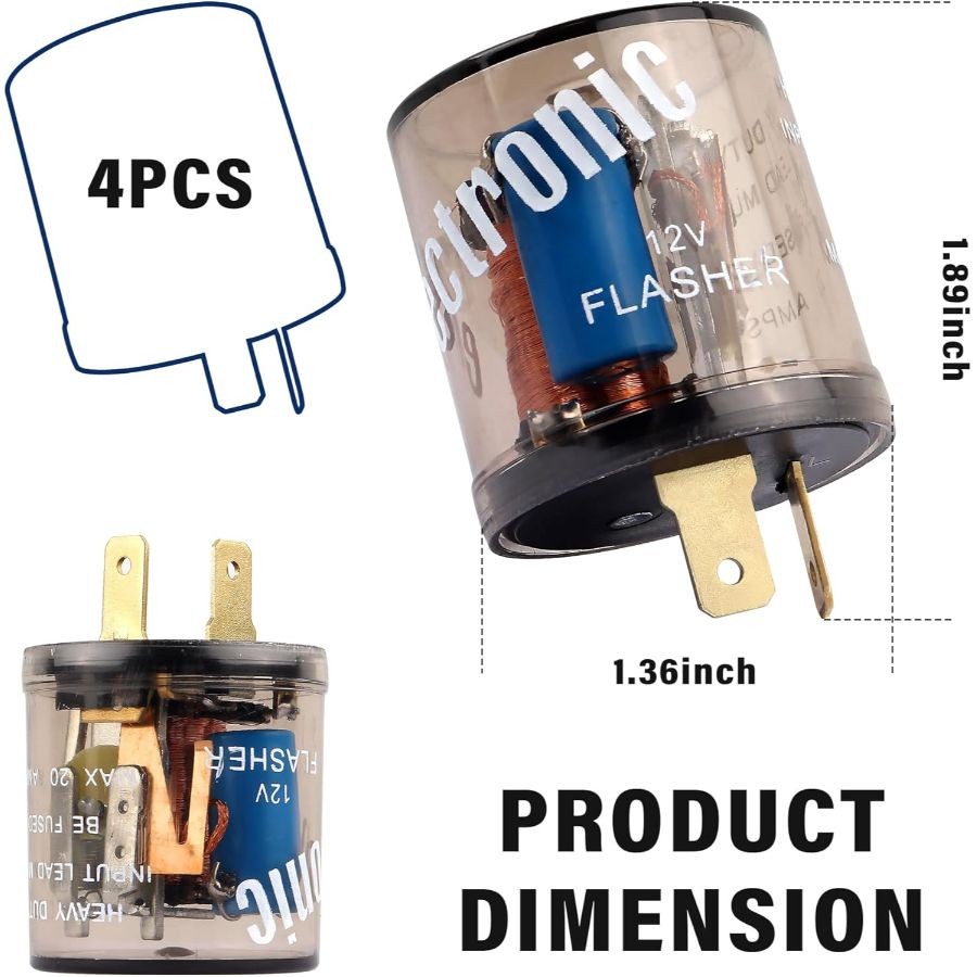 4PCS 12V Flasher Relay, Heavy Duty 2-Pin Turn Signal Relay-Color: 2Pin ...