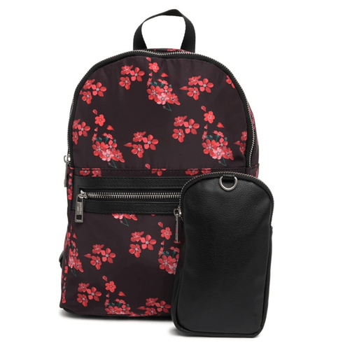 Madden Girl Mini Backpack & Pouch Bag, Lightweight, Black Red Floral ...