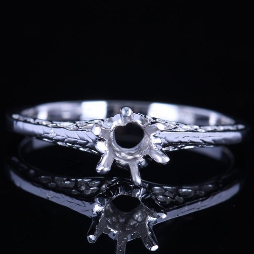 SOLID 10K WHITE GOLD ANTIQUE SETTING 5MM ROUND CUT MOUNT ART DECO ...