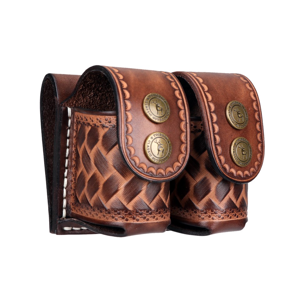TOURBON Leather Revolver Double Speed Loader Belt Pouch for 38 Special ...