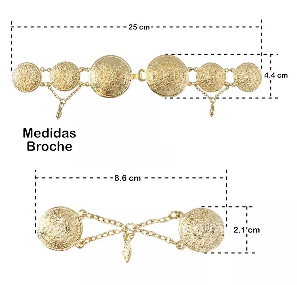 Mexican MARIACHI "Charro" gold tone metal chain buttons complete 68 ...