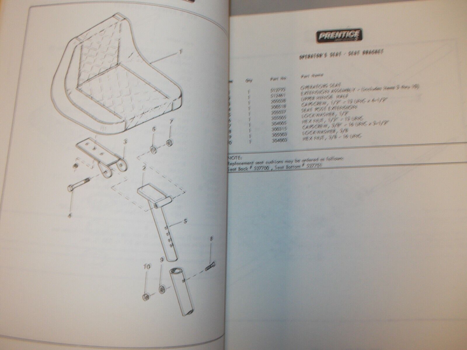 Prentice Series 110 BC & SR Dealer parts Manual Hydro Ax | eBay