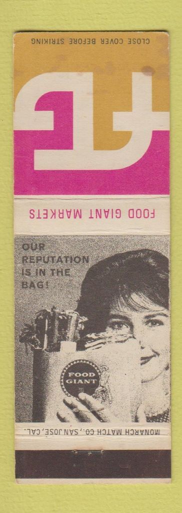 Matchbook Cover - Food Giant Markets girlie CA? WEAR | eBay