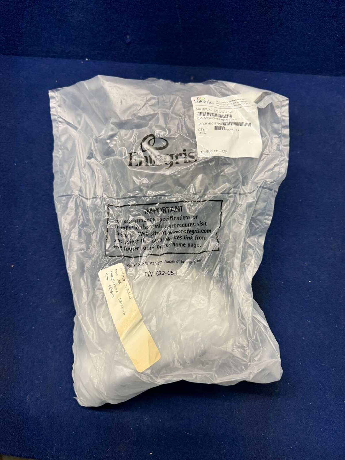 New Sealed Entegris DS12-2C-12F FLARETEK PNEUMATIC 2-WAY DIAPHRAGM ...