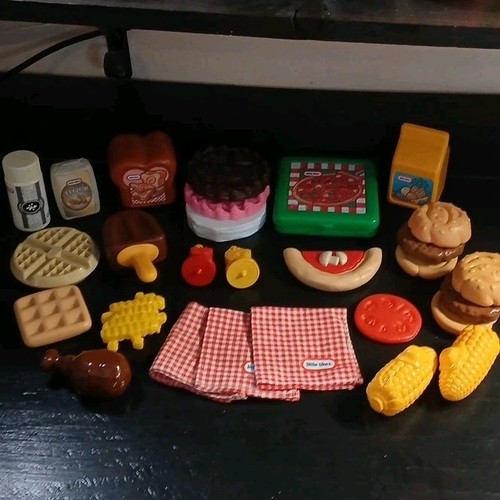 Little Tikes Pretend Play Food Set Napkins Burgers Cake Pizza Corn | eBay