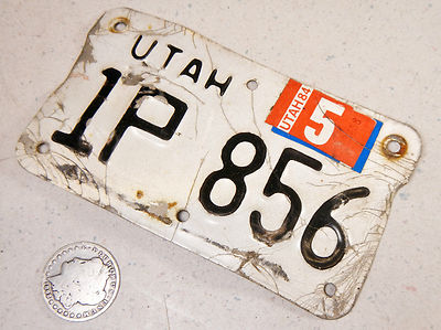 UTAH MOTORCYCLE LICENSE PLATE 1P 856 | eBay