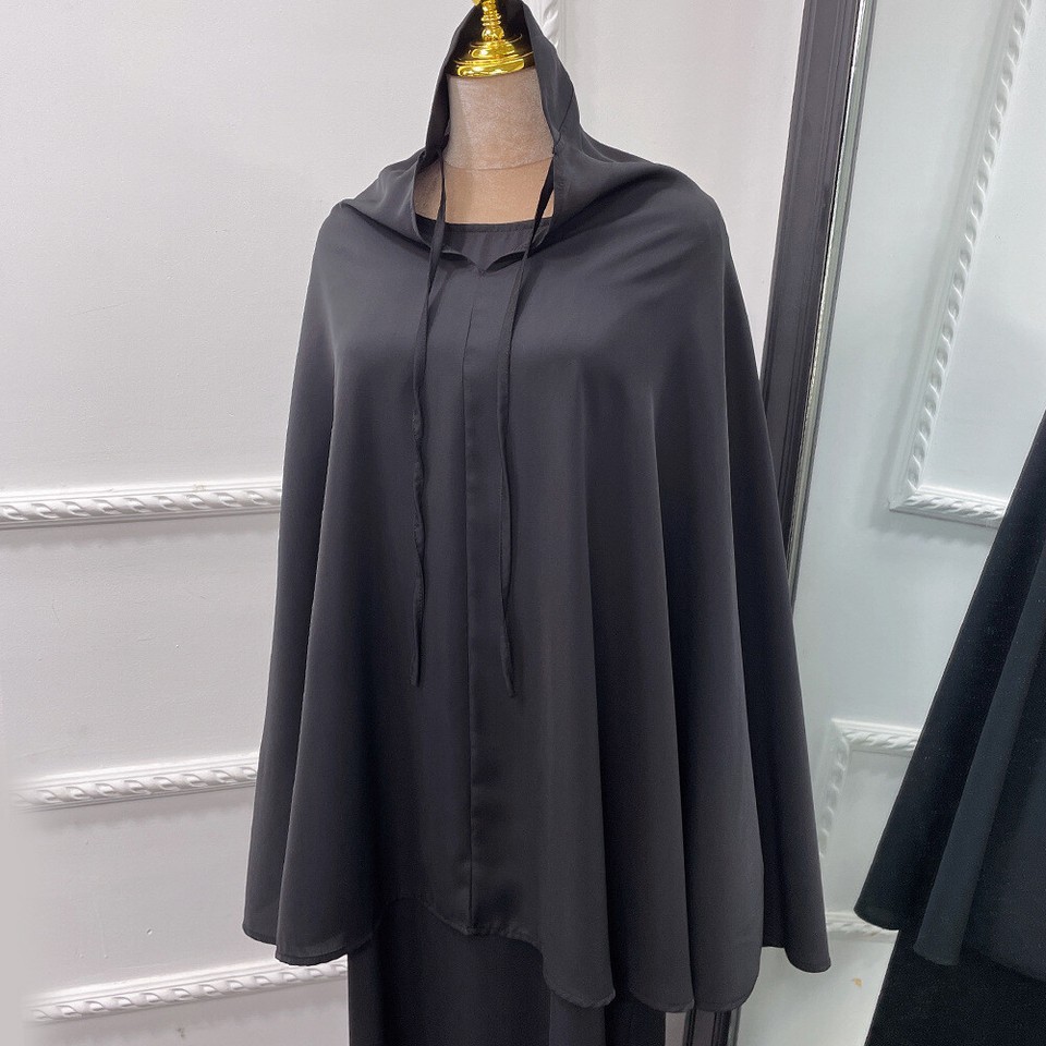 2 Piece Muslim Women Prayer Overhead Hijab Abaya Maxi Dress Set Kaftan ...