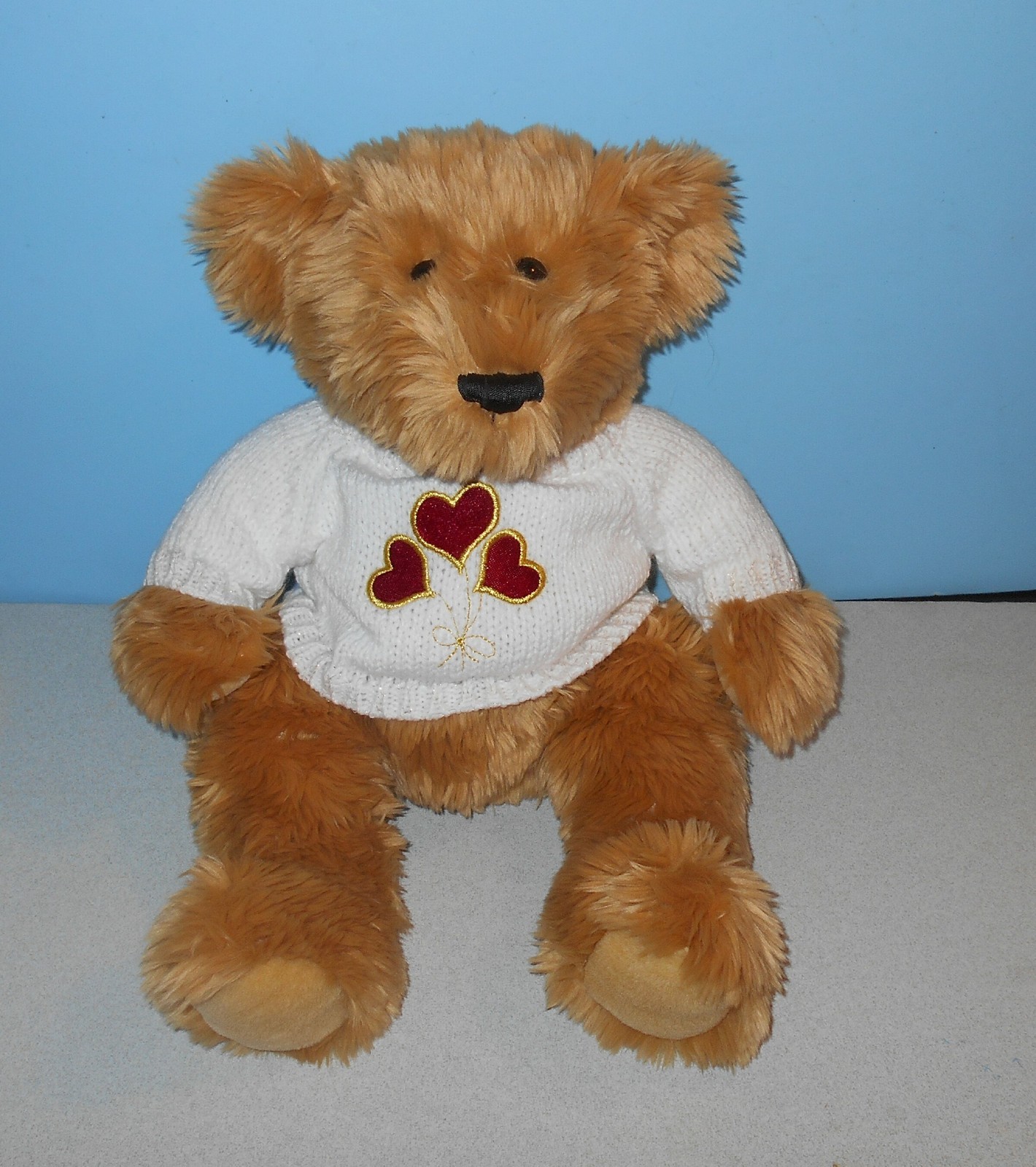 Hug & Luv 18" Huggable Red Heart Flower Knitt Sweater Teddy Bear ...