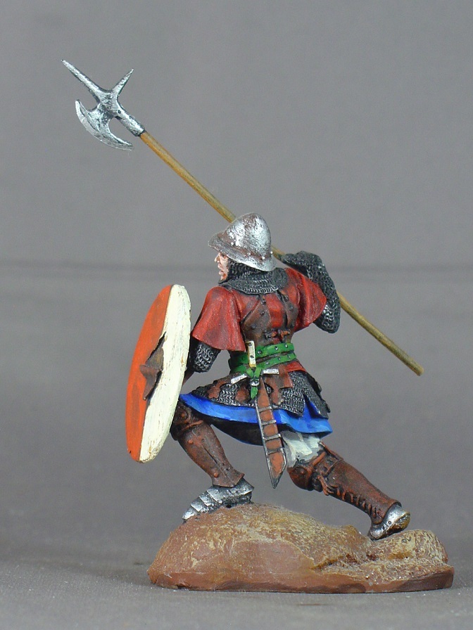 Medieval Man-at-arms armored foot soldier 54mm model medal figure war ...