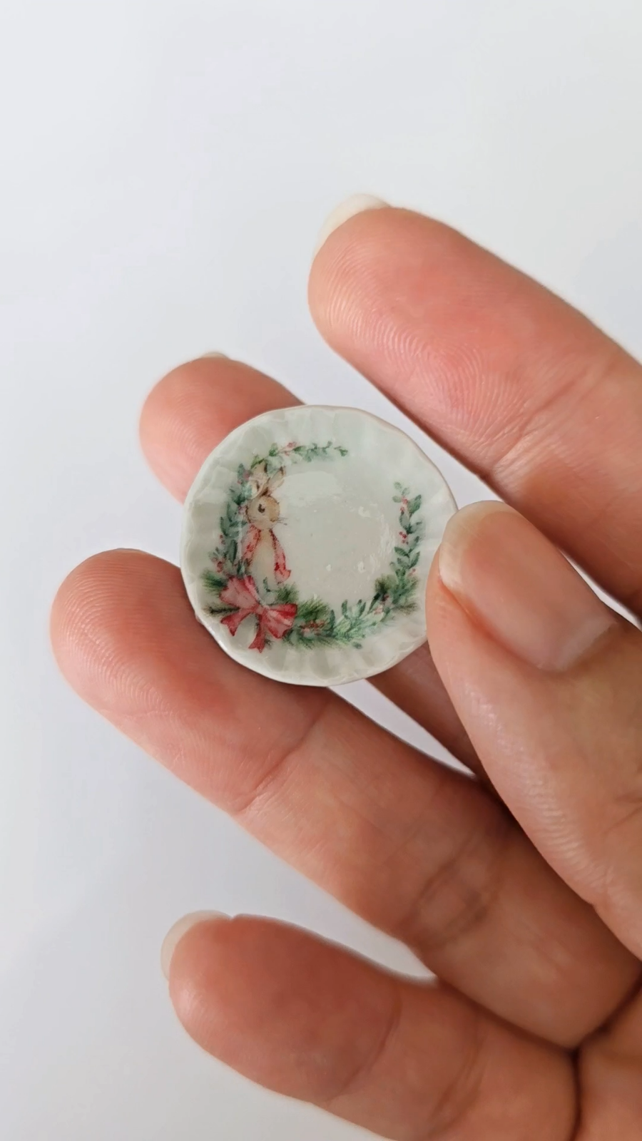 Miniature Christmas Bunny Plates Set Handmade Dollhouse Kitchen Decor 1 ...