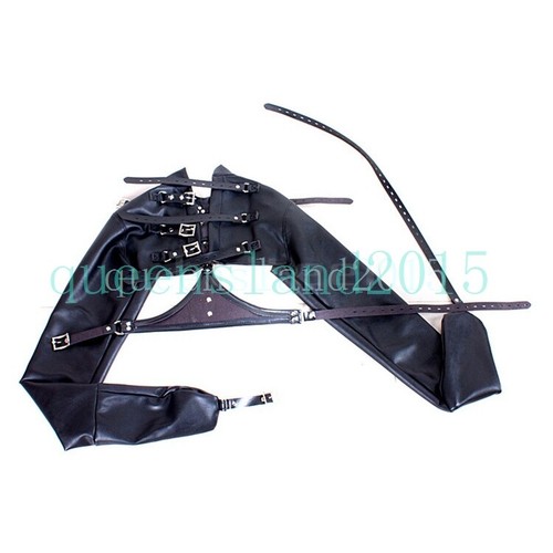 BDSM Bondage PU Leather Straight Jacket Armbinder Body Harness ...