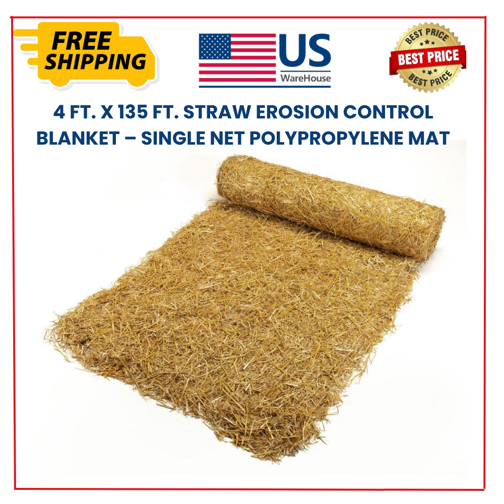 4 ft. x 135 ft. Straw Erosion Control Blanket – Single Net ...