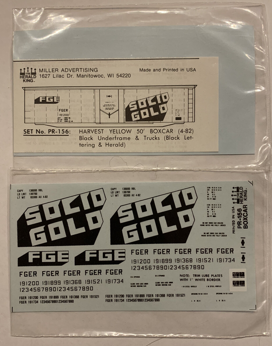 HERALD KING HO DECAL-FRUIT GROWERS EXP/FGE “SOLID GOLD” 50’ INSUL BOX ...