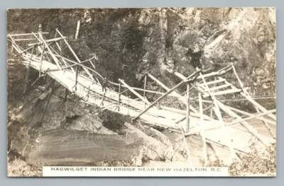 Hagwilget Indian Bridge HAZELTON British Columbia RPPC Vintage Photo ...