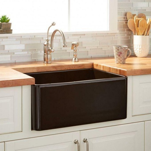 Signature Hardware 24" Reinhard FIreclay Farmhouse Sink - Black | eBay