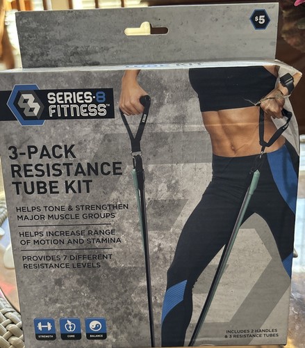 3 Pack Resistance Tube Kit for Core Fitness Exercise Upper & Lower Body ...