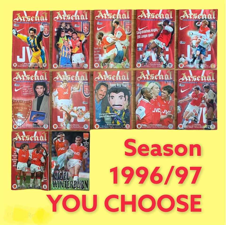 ARSENAL Football Programmes YOU CHOOSE 1993 96 97 98 99 2000 01 02 05 ...