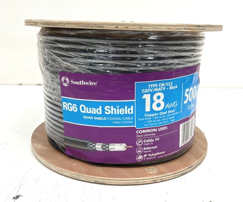 Southwire 500FT 18 RG6 Quad Shield CU CATV CM/CL2 Coaxial Cable | eBay