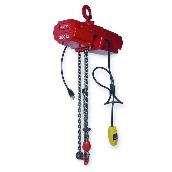 Dayton 4Gu72 Electric Wire Rope Hoist, 500 Lb, 10 Ft, Hook Mounted - No ...