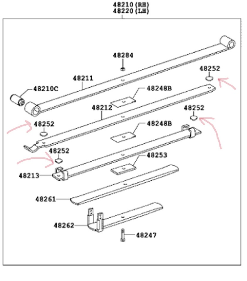 05 - ON Fits Toyota Hilux Pickup Kun SPACER SILENCER REAR SPRING 12 pcs ...