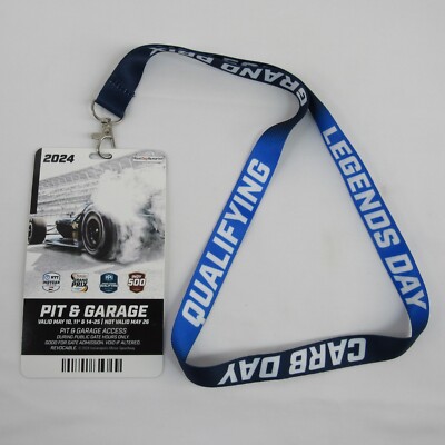 2024 Indianapolis 500 / Grand Prix Pit & Garage Hard Card Credential ...