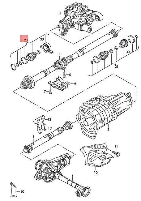 VW Touareg 7P5 7P6 Repair Kit for Intermediate Bearing Genuine ...
