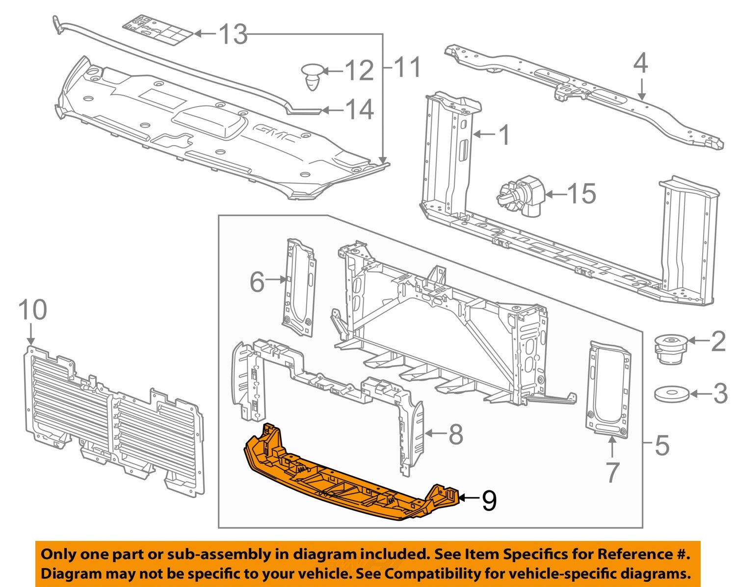 GM OEM 15-20 Yukon XL Radiator Support Radiator Support-Lower Shield ...