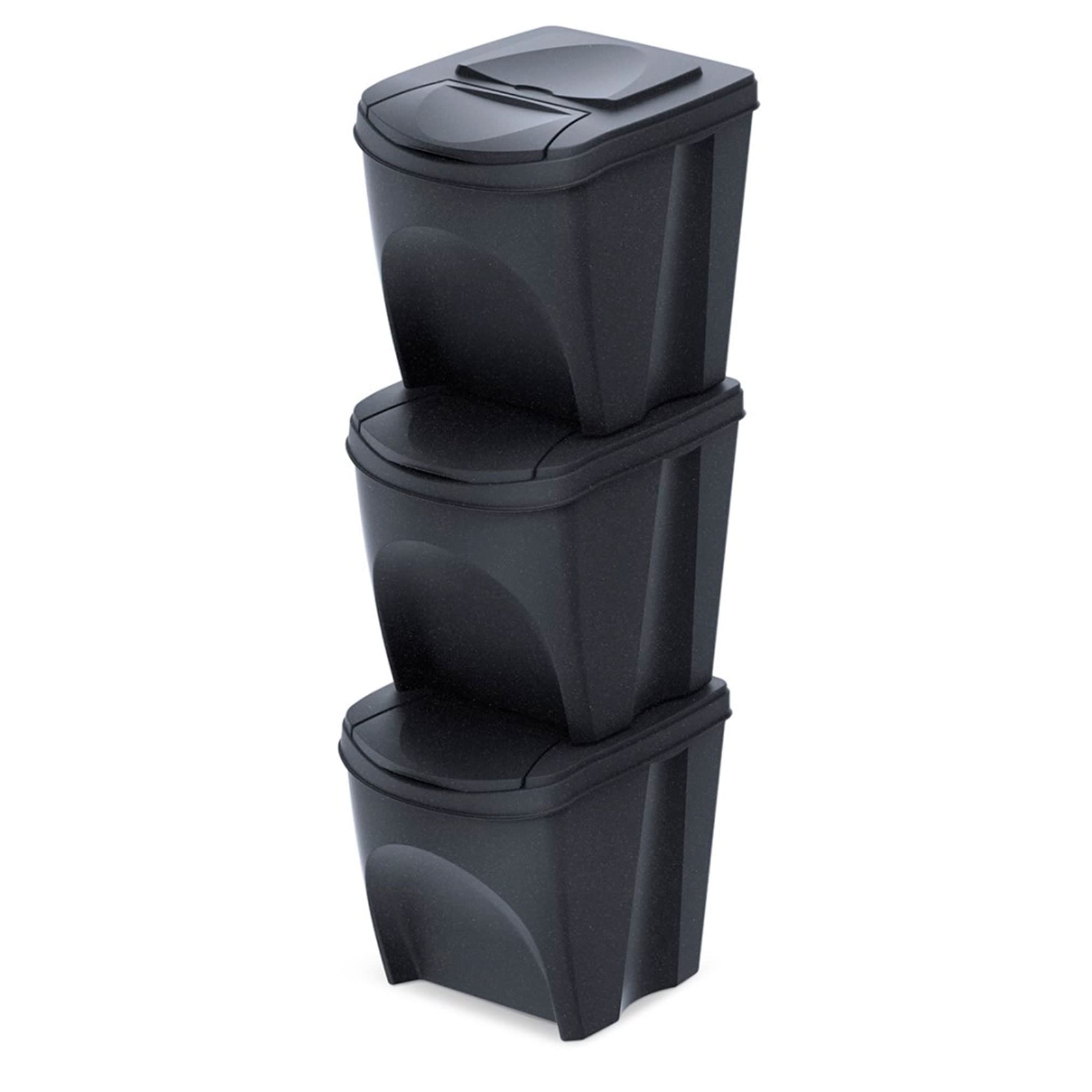 Set of 3 rubbish bins waste separation system waste sorter sorting box ...
