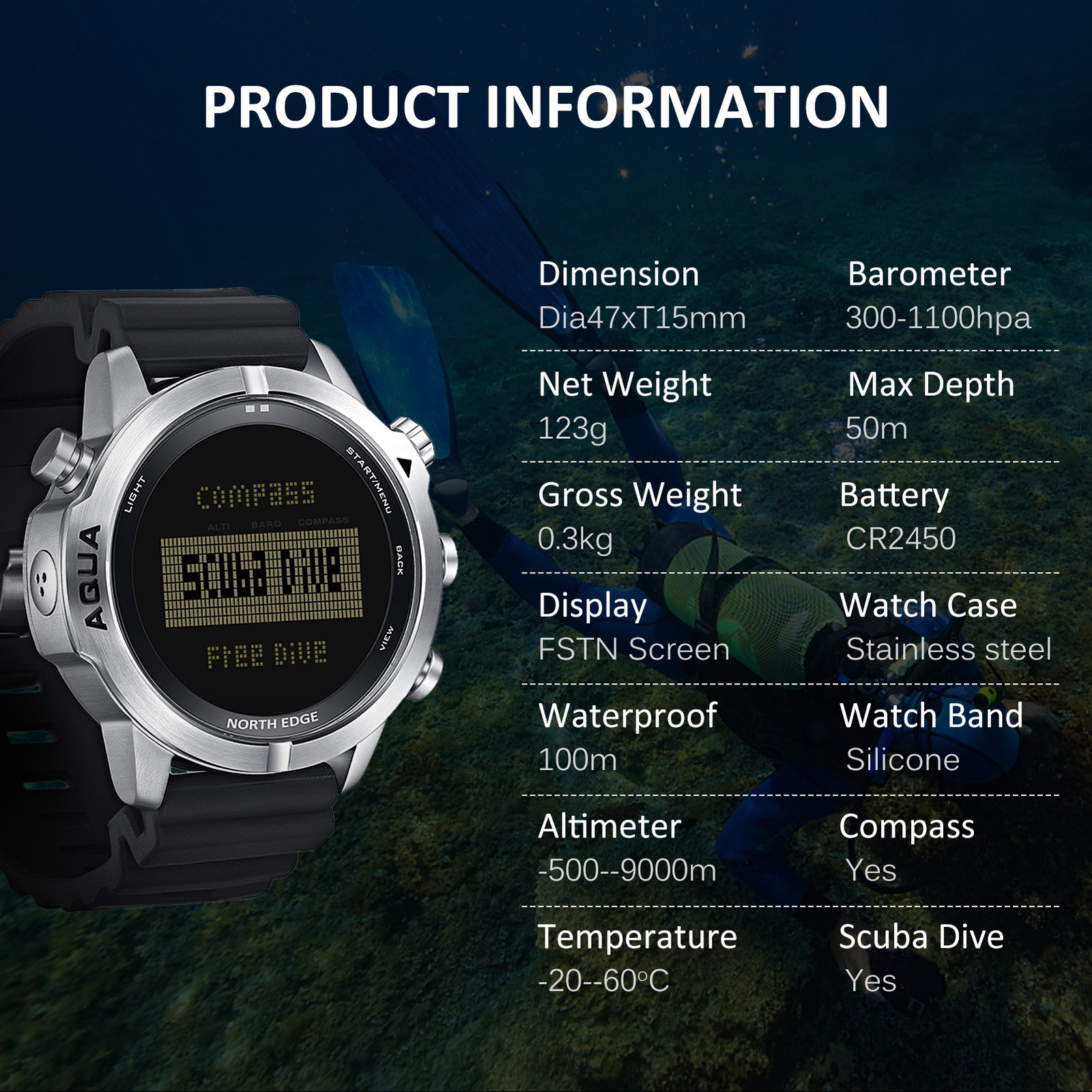 Men Sports Digital Analog Watch Diving Watch Steel Business Watch ...