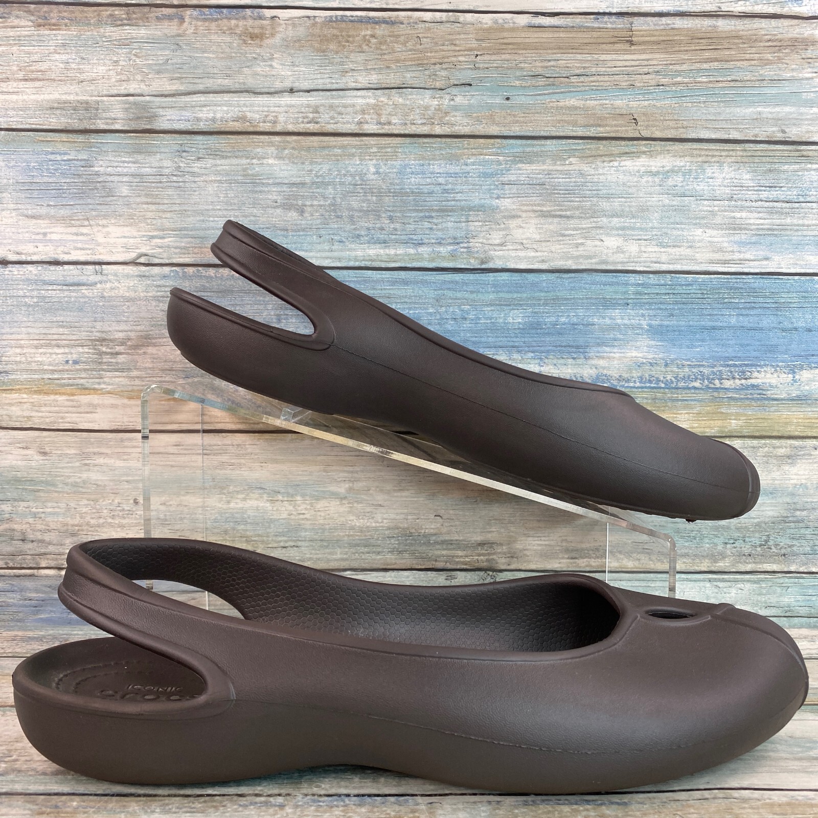 Crocs Slingback Sandal Womens 11M Brown Rubber Shoes … - Gem