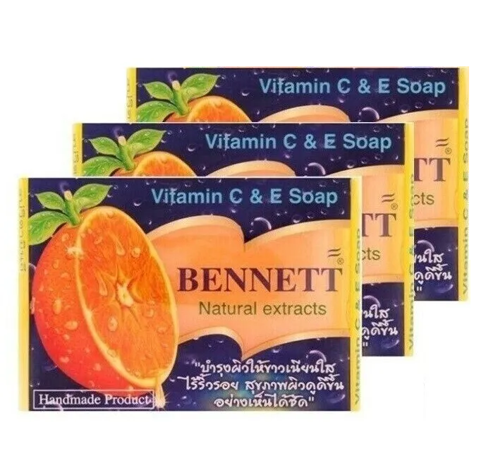 3 x BENNETT Soap Vitamin C & E Natural Extracts Anti-Aging Skin Soap ...