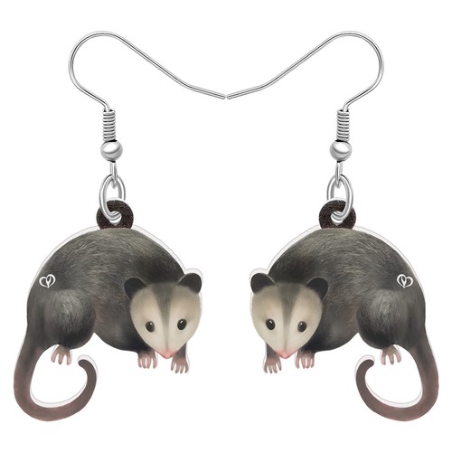 Acrylic Gray Opossum Mouse Earrings Dangle Cute Animals Jewelry Charms ...