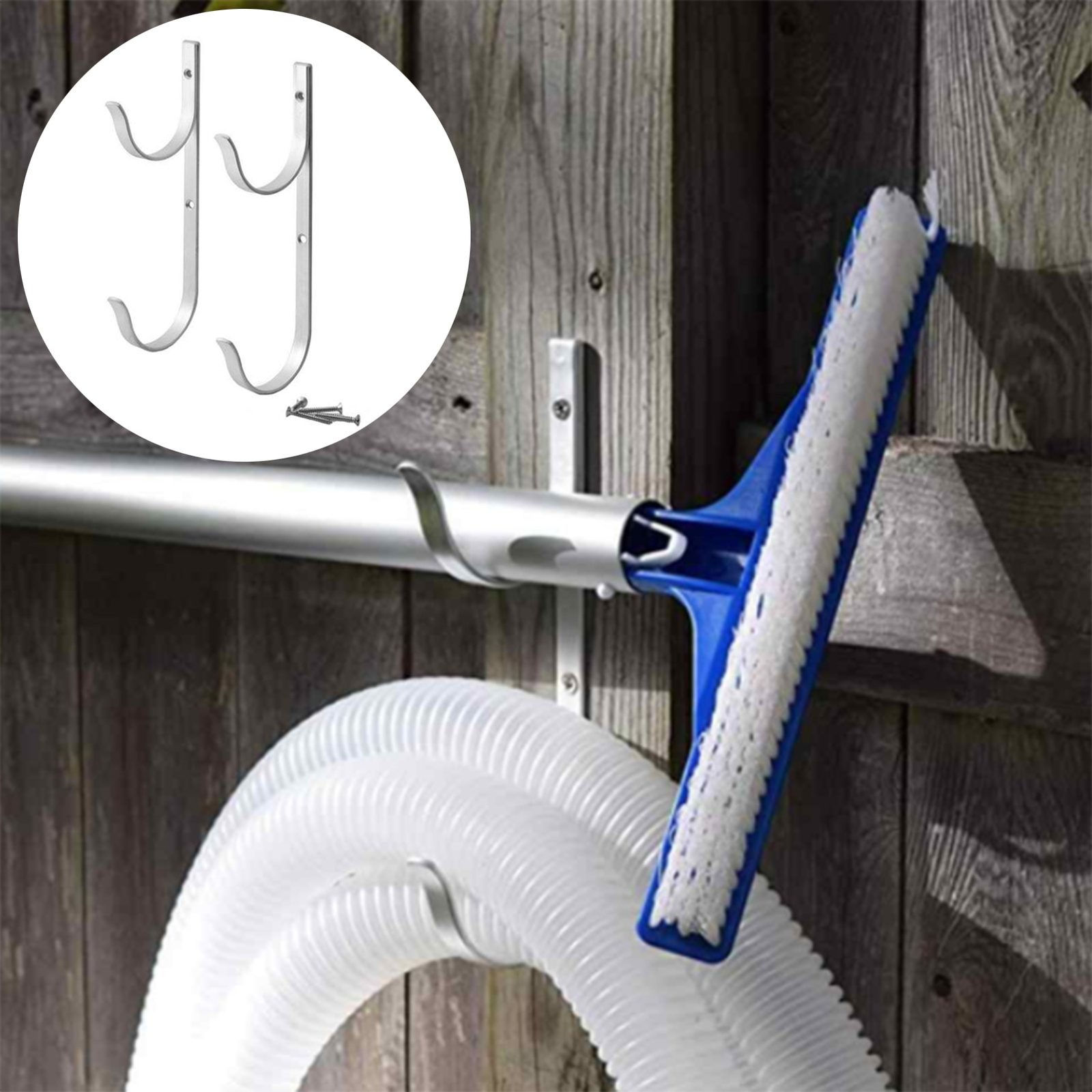 2pcs Pool Pole Hook Screw Mount Holding Nets Brushes Vacuum Hose Pool ...