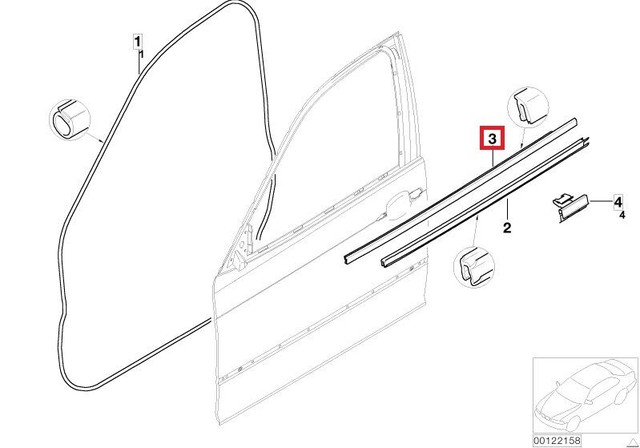 BMW OEM E46 Left Front Exterior Window Channel Guide Sills Driver ...