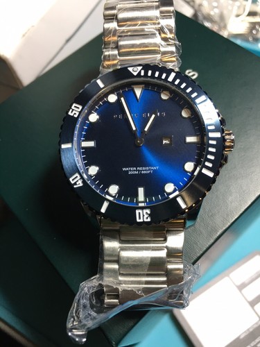PERRY ELLIS DEEP DIVER 200M 42MM BLUE DIAL BEZEL CHANGEABLE WATCH ...