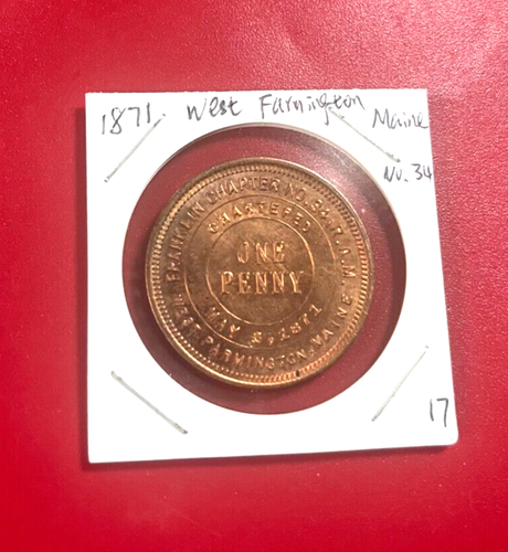 1871 WEST FARMINGTON MAINE ONE PENNY MASONIC TOKEN | eBay