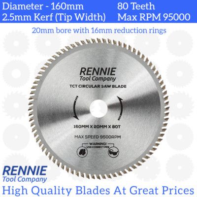 160mm x 80T TCT Circular Wood Saw Blade For Bosch Makita Dewalt Festool ...